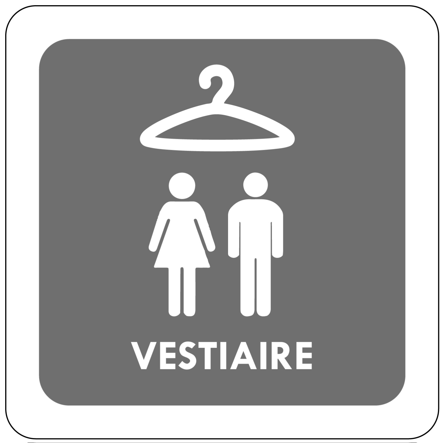 Vestiaire Mixte – Carré fond gris avec texte – PictoMarket